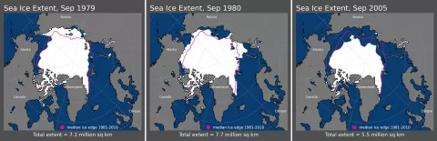 Sea ice extent comparison, September 1979, 1980, 2005 | National Snow ...